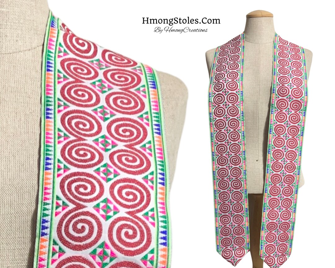 A101 | D39.99 | Hmongstoles.com | Dark Red | Hmong Graduation Stole ...