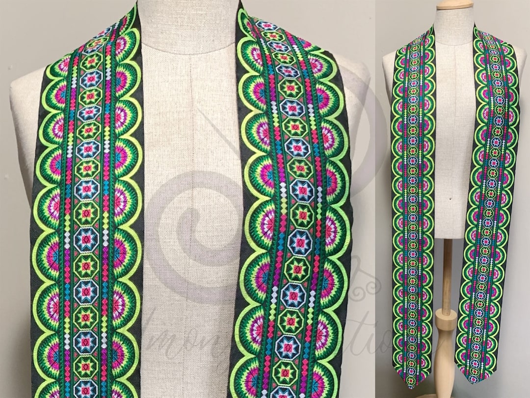 A24 39.99 Hmongstoles.com Hmong Graduation Stole Not Lined Machine ...