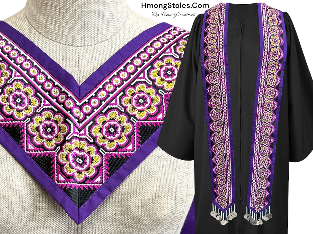 P64.99 Hmongstoles.com Hmong Graduation Stole Lined With Coins Add ...