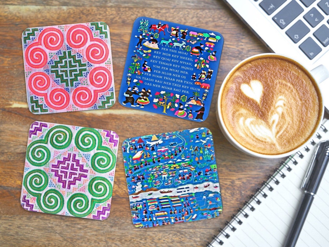 Hmong Coasters Parents Love Hmong WHITE Set of 4 - Etsy