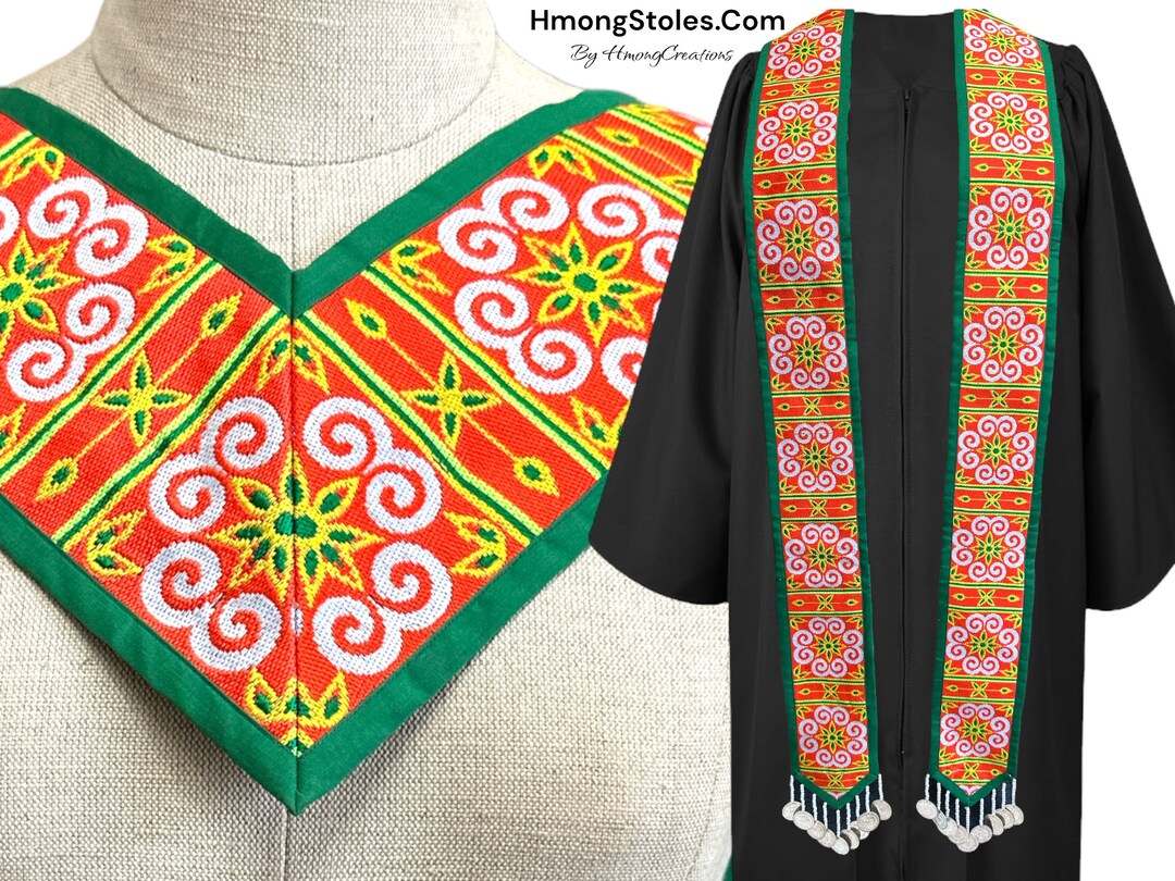 P64.99 Hmongstoles.com Hmong Graduation Stole Lined With Coins Add ...