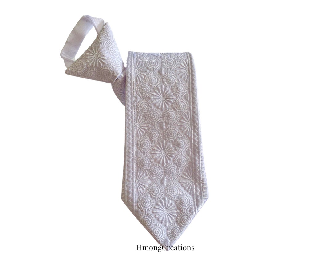 HmongTies.Com Hmong Tie John embroidered Zip Tie 21.5 inch long 3 inch ...