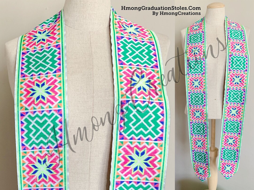 A53 D39.99 Hmongstoles.com Hmong Graduation Stole Not Lined Machine ...