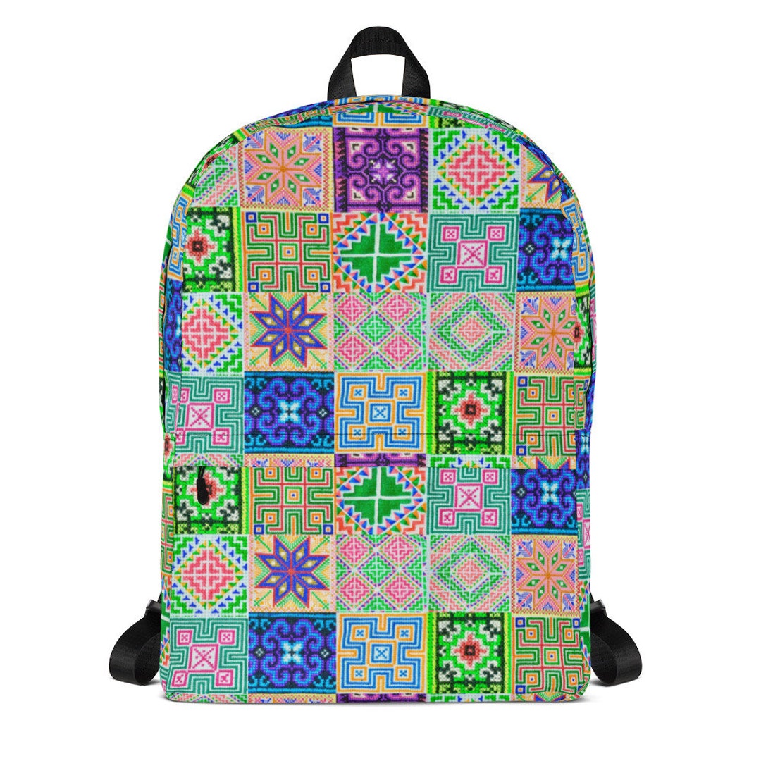 Hmong Backpack H 16 X W 12 X D 4 Hmongcreations Hmong Green Sqaures ...