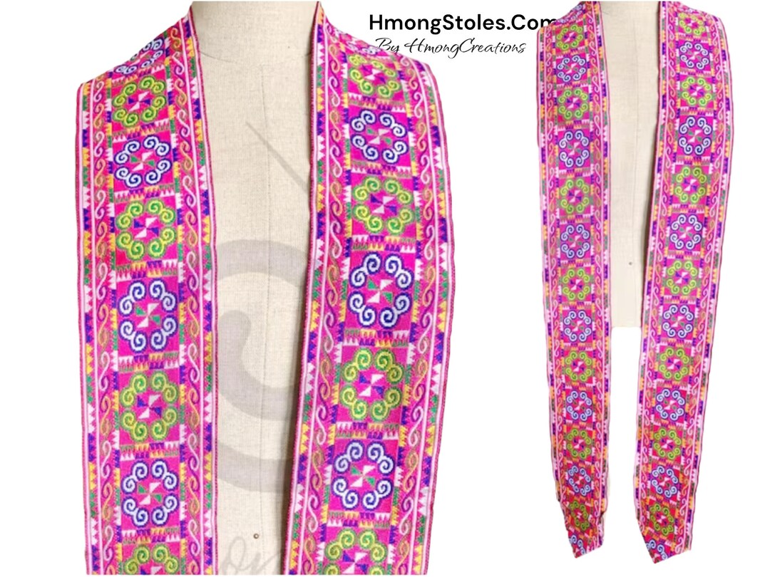 A34 D39.99 HmongStoles.com Pink Hmong Graduation Stole Not lined ...