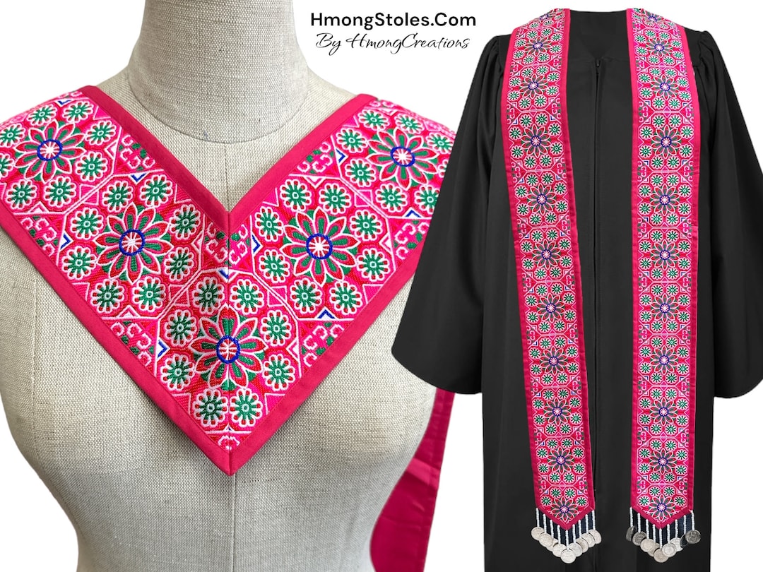 P64.99 | Hmongstoles.com | Hmong Graduation Stole | Lined With Coins ...