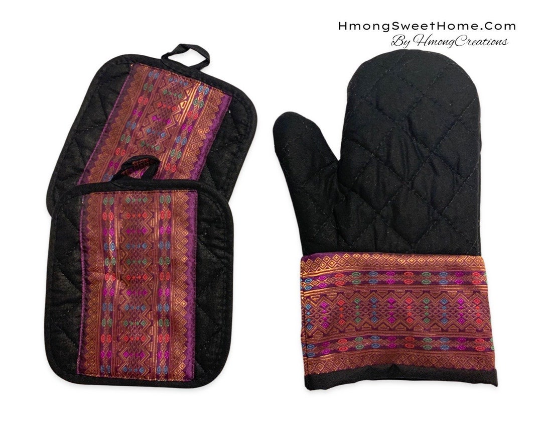 24.99 Hmongsweethome.com Hmong Kitchen Set 3 Items Oven Mitt 2 Pot ...