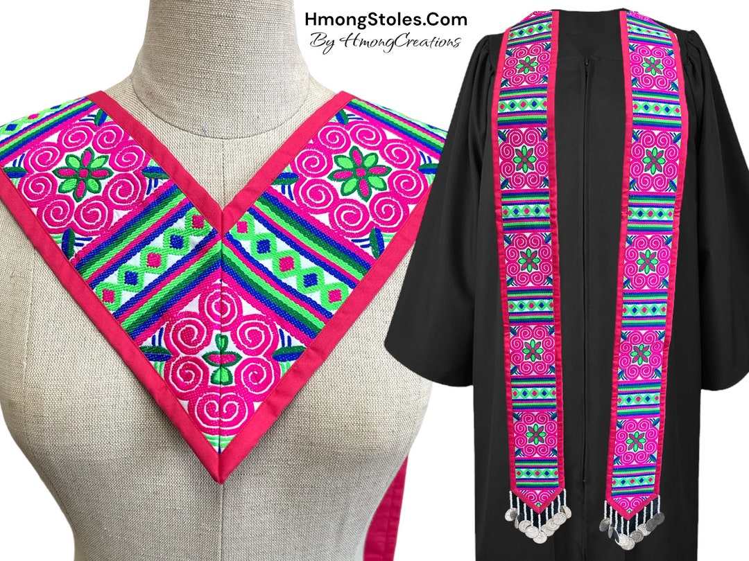 P64.99 | Hmongstoles.com | Hmong Graduation Stole | Lined With Coins ...