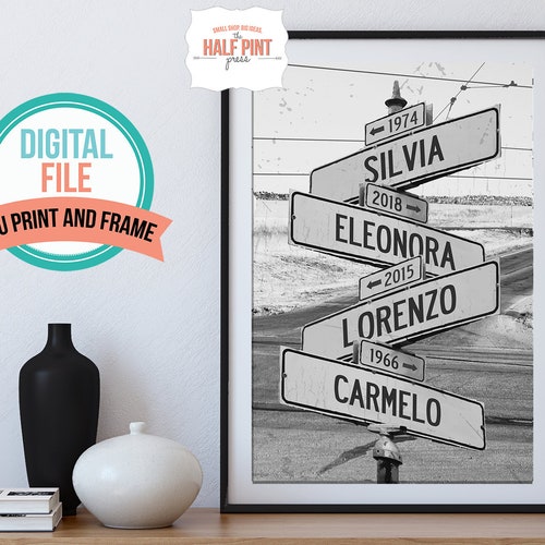 Personalized Intersection Street Sign Digital File 5/6 Names - Etsy
