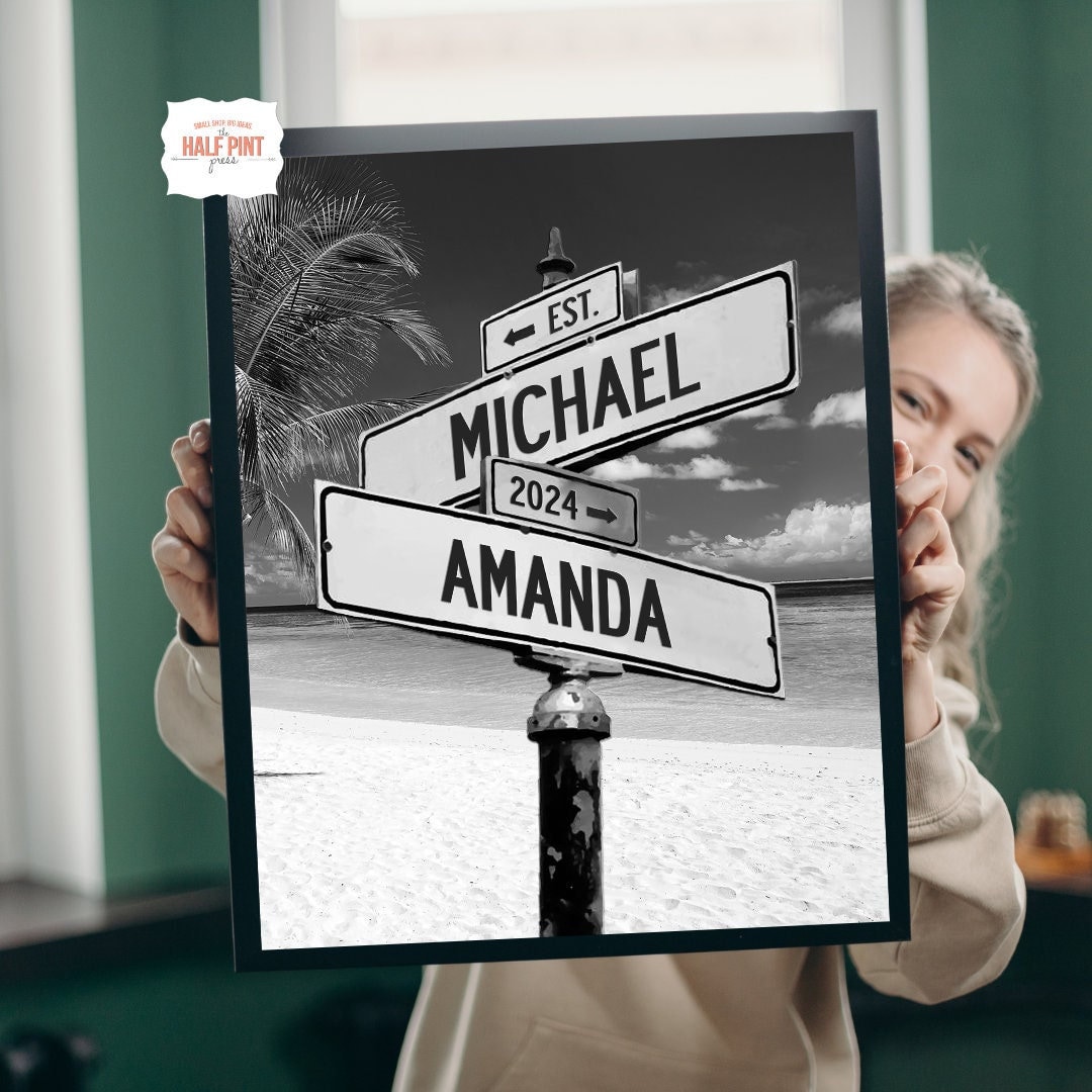 Custom Street Name Sign W/ Personalized Names & Dates | Digital ...