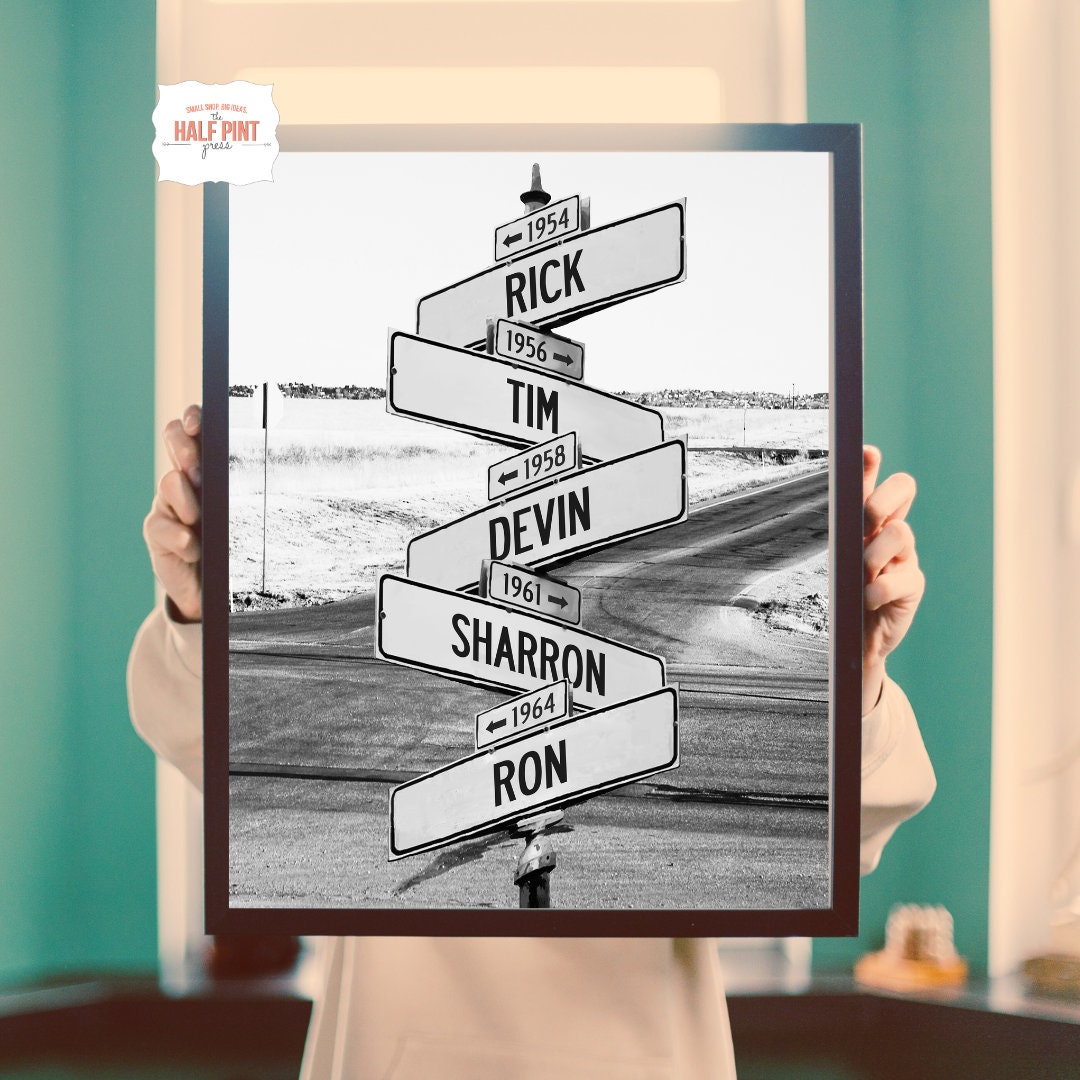 Personalized Intersection Street Sign Digital File - 5 Names/dates ...