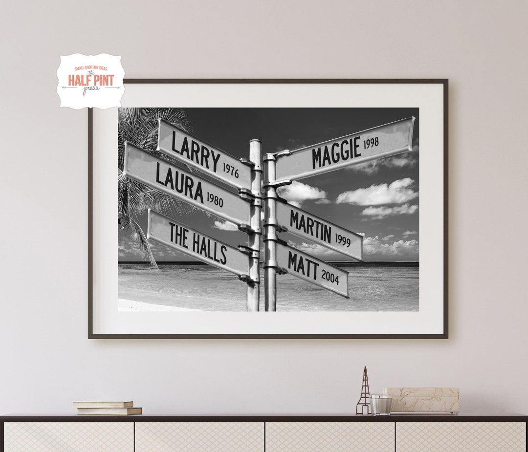 Personalized Intersection Street Sign Digital File - up to 6 Names ...