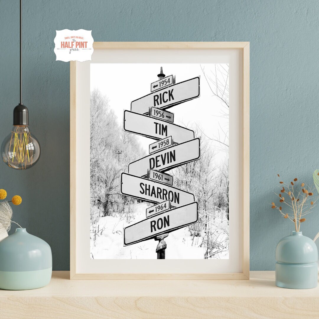 Personalized Intersection Street Sign Digital File 5 Names/dates DIY ...