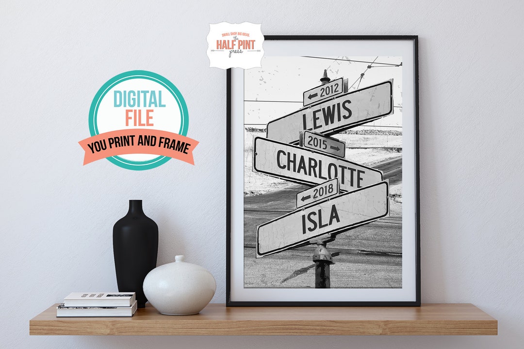 Personalized Intersection Street Sign Digital File 3 Names/dates DIY ...