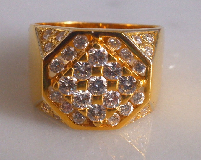 Brutalist Octagon 'mafia' Diamond Ring Men 20k Vintage - Etsy