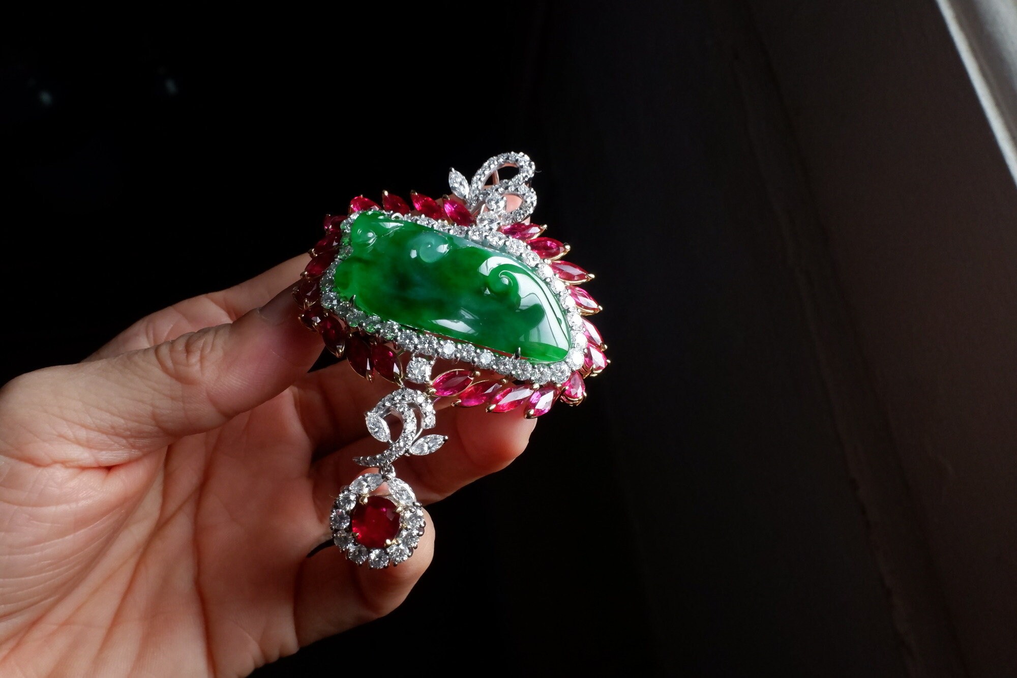 Imperial Luminous Jade Ruby Pendant 18k - Etsy