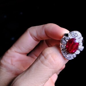 Natural Blood Red Ruby Cluster Ring 18k - Etsy
