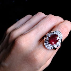 Natural Blood Red Ruby Cluster Ring 18k - Etsy