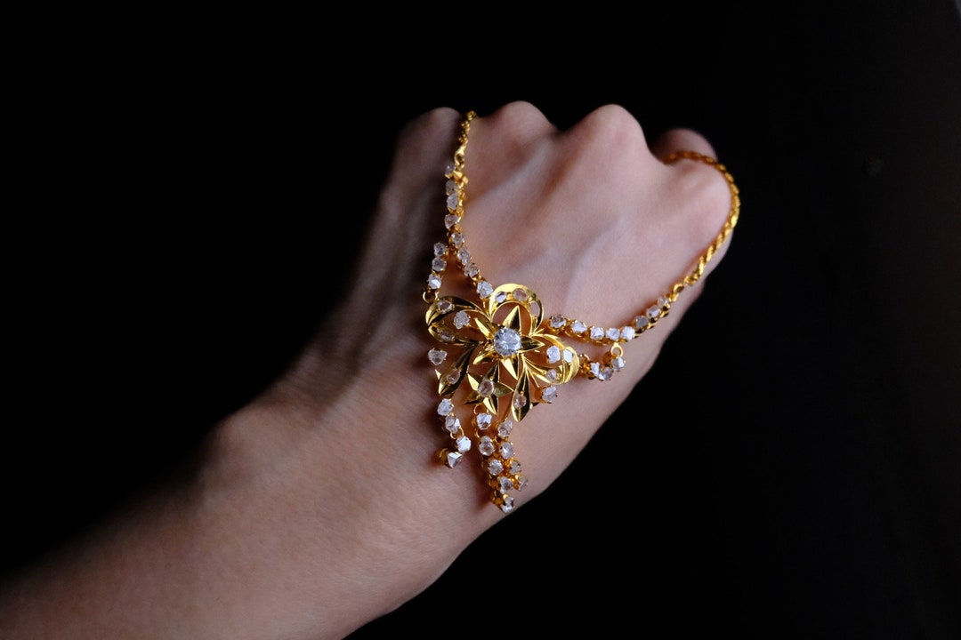 Antique Hand Cut Diamond Ribbon Necklace 18k - Etsy