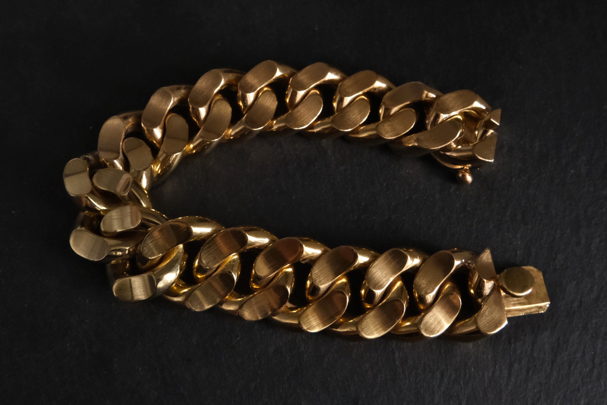 Large Cuban Chain Bracelet Men 18k Vintage - Etsy