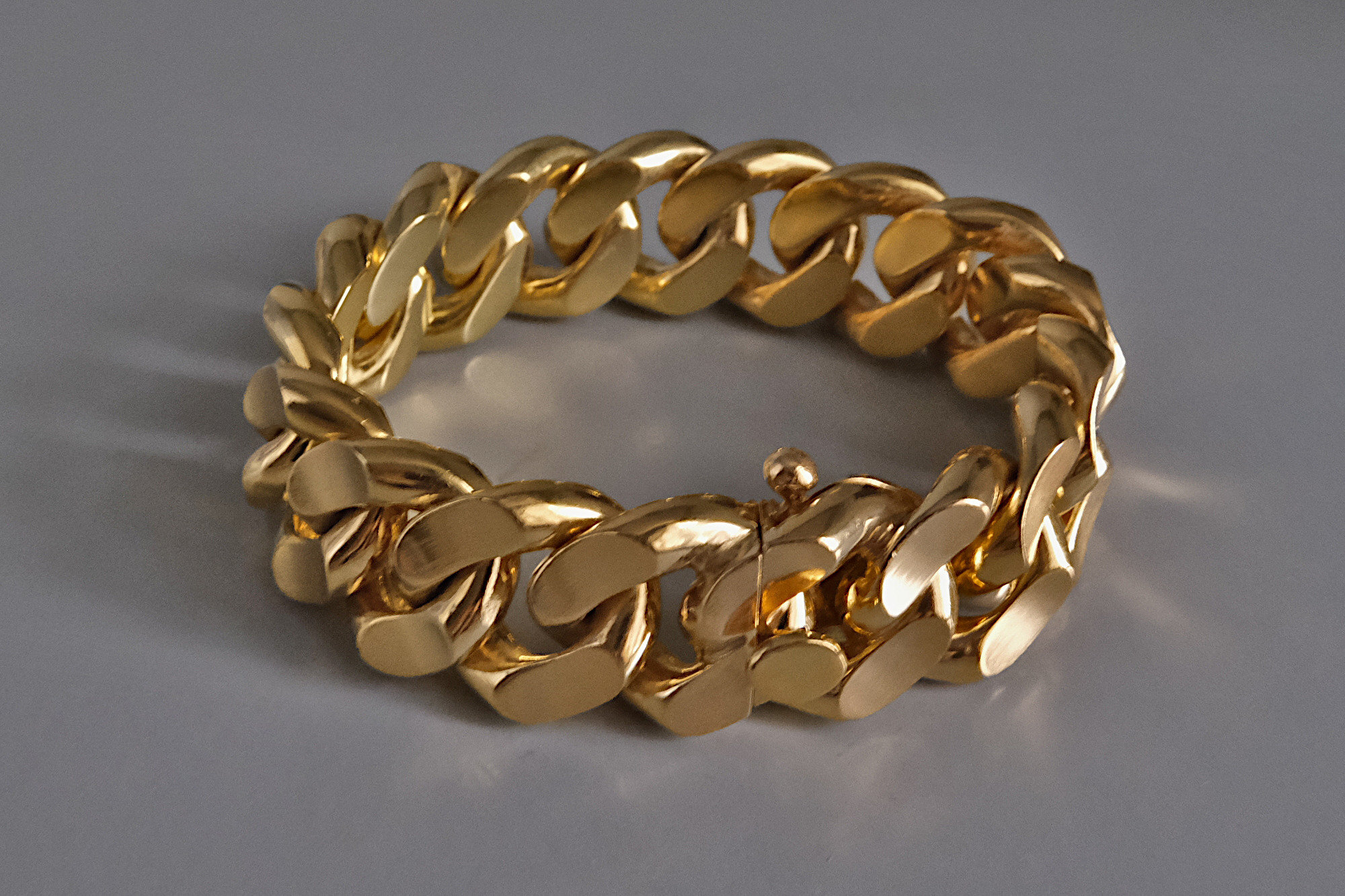 Large Cuban Chain Bracelet Men 18k Vintage - Etsy