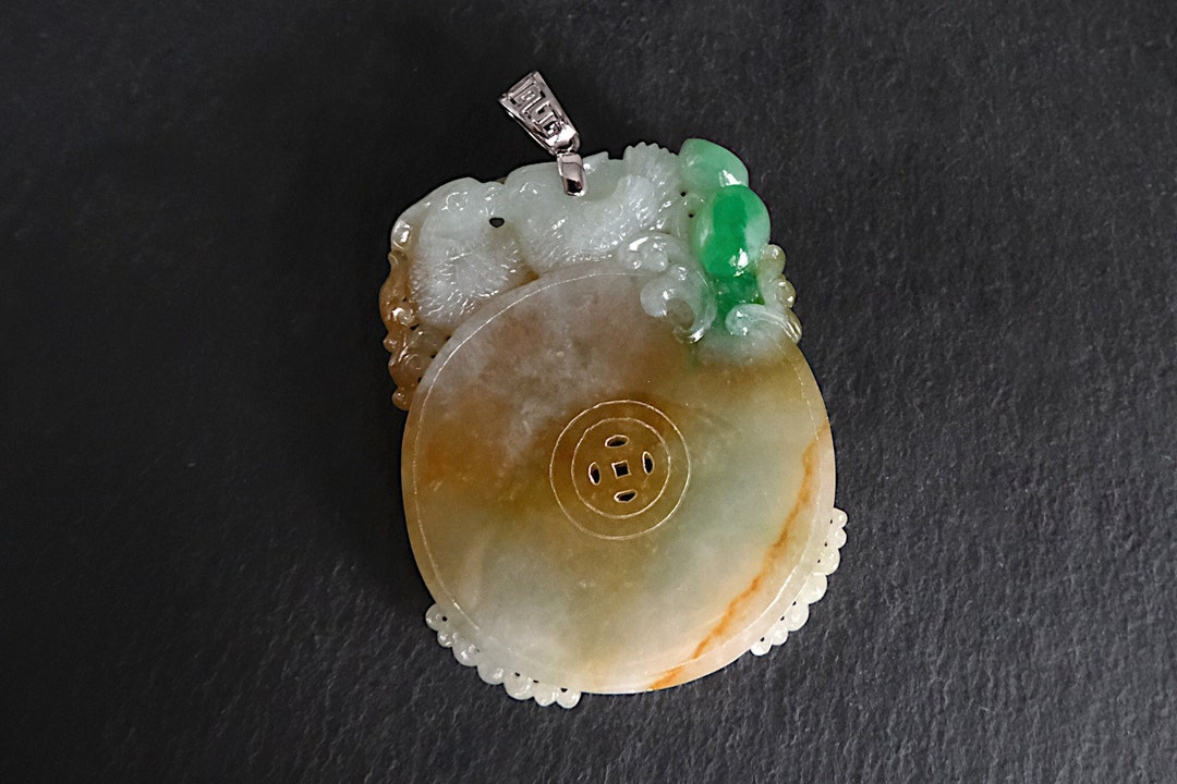 Tri Color Jadeite Carved Pendant Mandarin Ducks 18k - Etsy