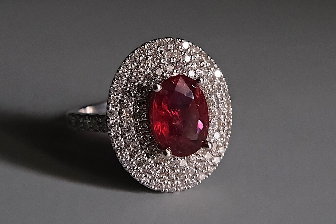 SOLD 3ct Unheated Ruby Diamond Ring 18k - Etsy