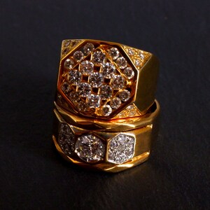 Brutalist Octagon 'Mafia' Diamond Ring Men 20k Vintage | Etsy