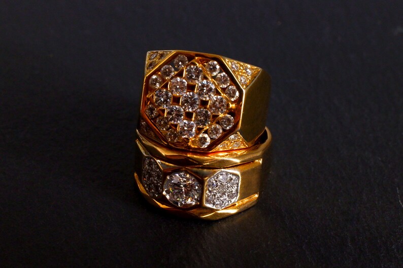 Brutalist Octagon 'mafia' Diamond Ring Men 20k Vintage | Etsy