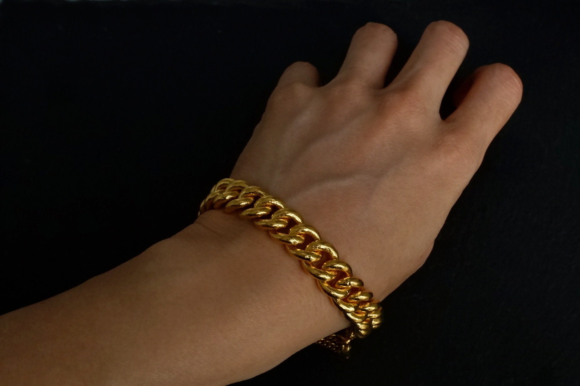 24k Heavy Thick Solid Gold Chain Bracelet Vintage - Etsy