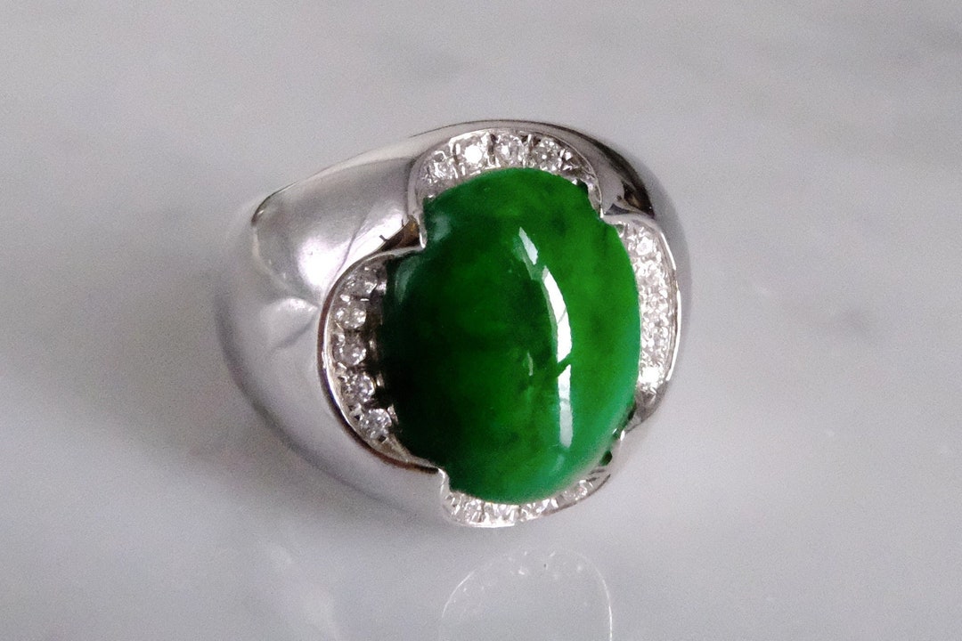 Flushed Dome Jadeite Jade Ring Men 18k - Etsy Singapore