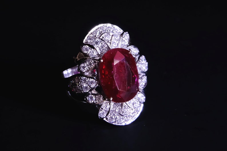 Natural Blood Red Ruby Cluster Ring 18k - Etsy