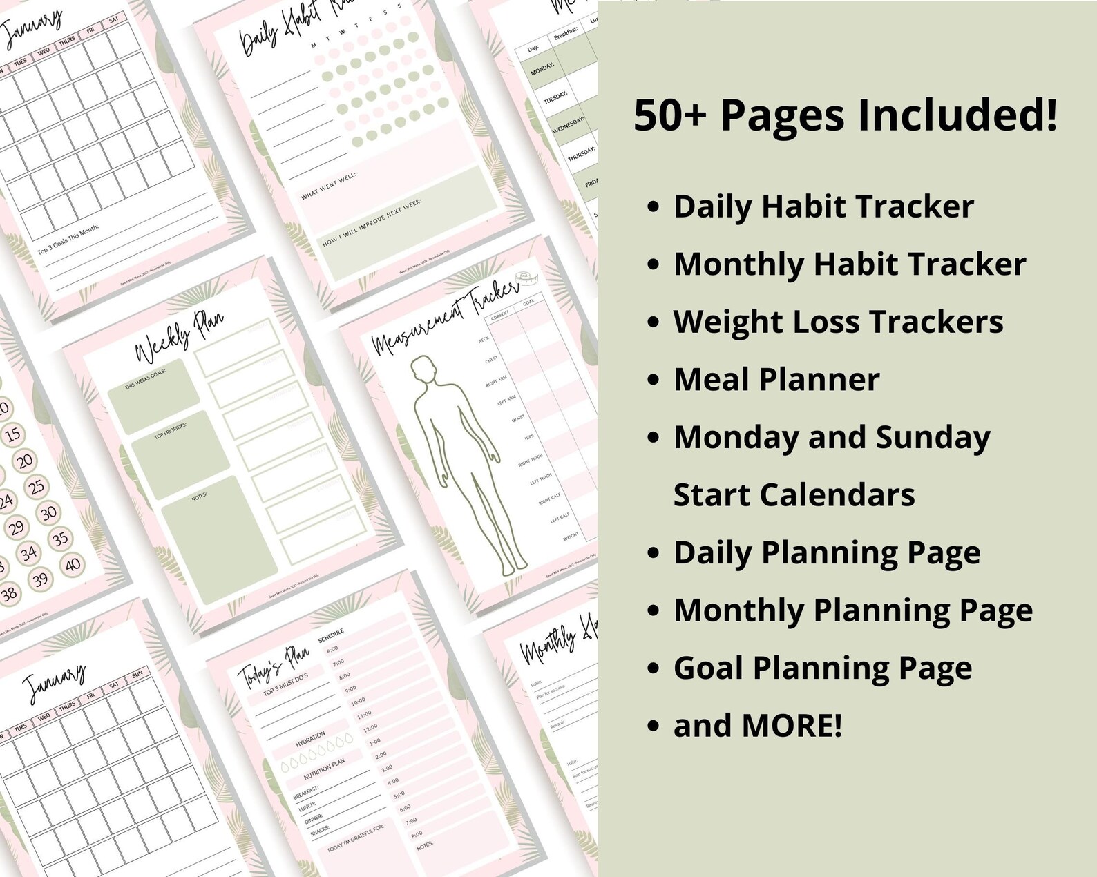 Self Care Planner, Fitness Journal, Health Wellness Planner, Weight ...