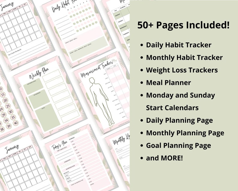 Self Care Planner, Fitness Journal, Health Wellness Planner, Weight ...