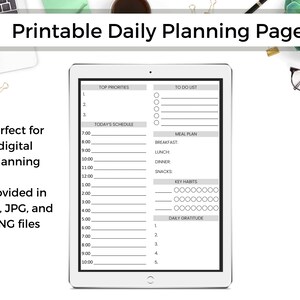 Printable Daily Planning Page, Digital Planning Page, Goodnotes Planner ...