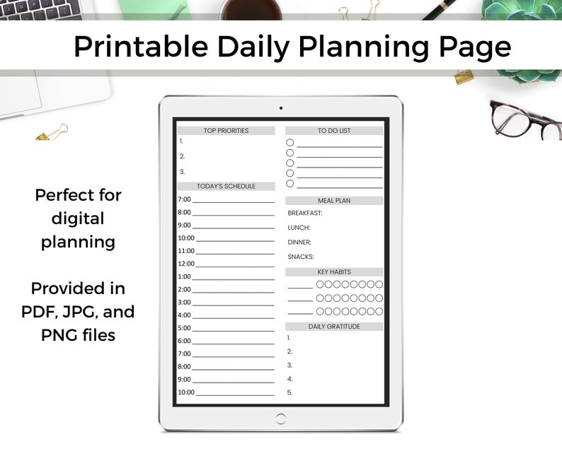 Printable Daily Planning Page, Digital Planning Page, Goodnotes Planner ...
