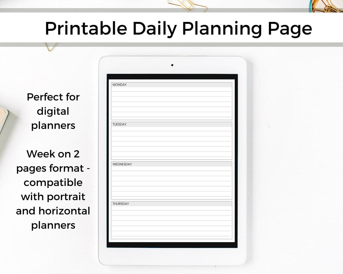 Printable Weekly Planning Page, Digital Planning Page, Goodnotes ...