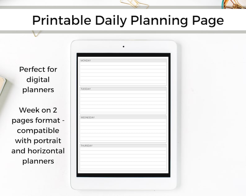 Printable Weekly Planning Page, Digital Planning Page, Goodnotes ...