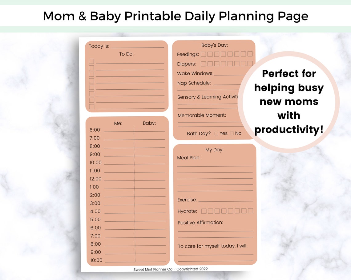 Baby Schedule Printable, Productivity Planner Digital Download, Baby ...