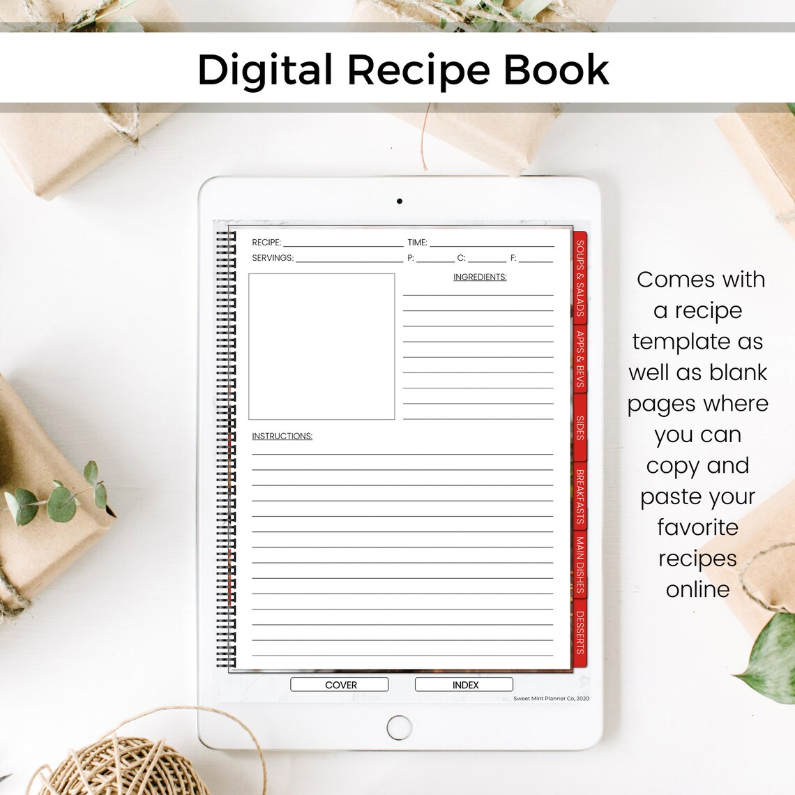 Digital Recipe Book for Goodnotes, Digital Cookbook, Ipad, Xodo ...