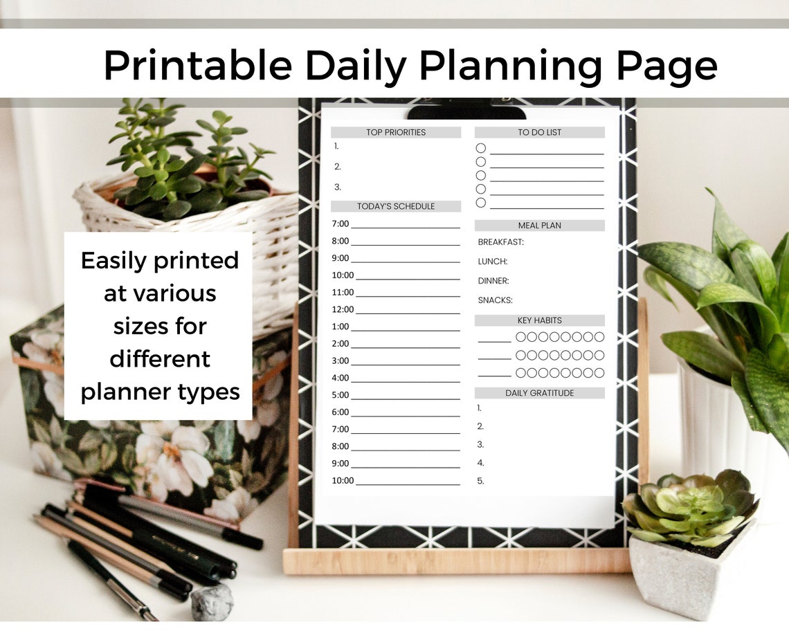 Printable Daily Planning Page, Digital Planning Page, Goodnotes Planner ...