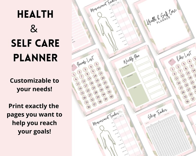 Self Care Planner, Fitness Journal, Health Wellness Planner, Weight ...