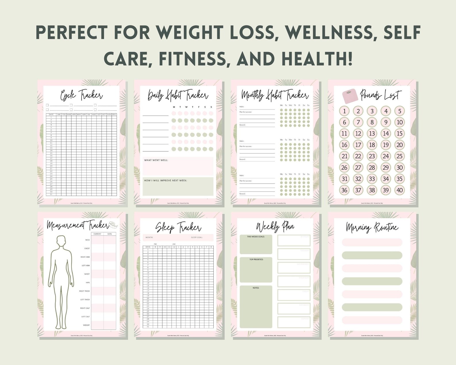 Self Care Planner Fitness Journal Health Wellness Planner - Etsy