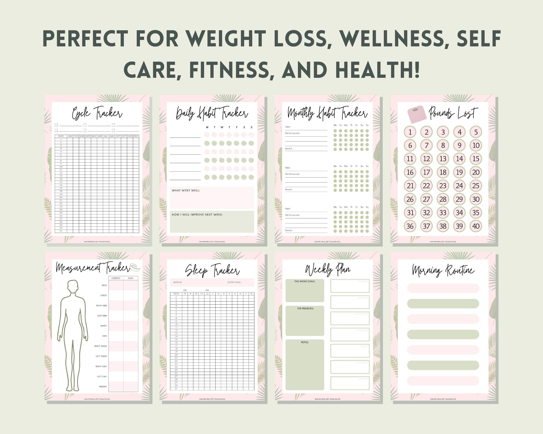 Self Care Planner, Fitness Journal, Health Wellness Planner, Weight ...