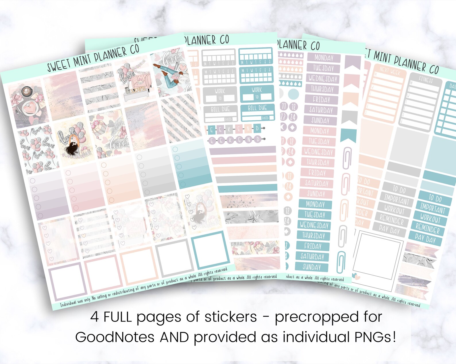 Valentines Day Digital Sticker Kit, Precropped Goodnotes, Individual ...