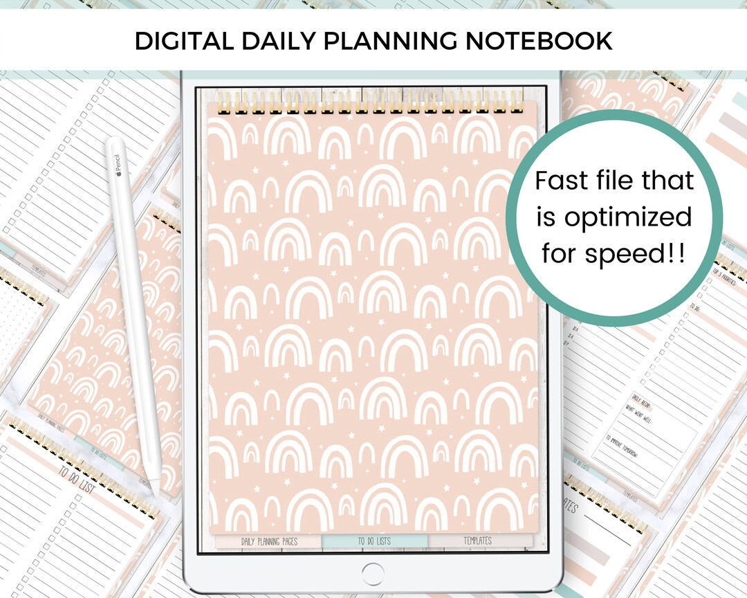 Boho Rainbow Digital Notebook Goodnotes Daily Planner, to Do List ...