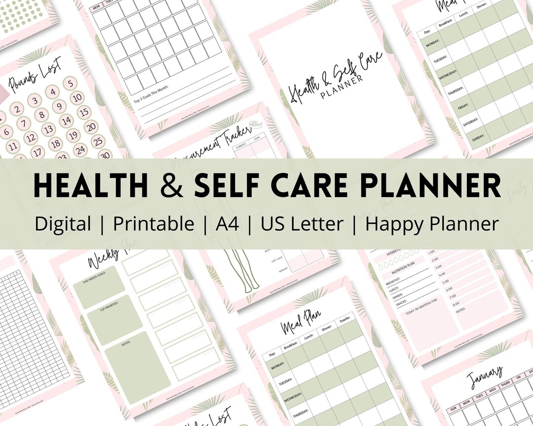 Self Care Planner, Fitness Journal, Health Wellness Planner, Weight ...