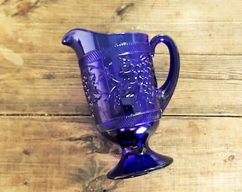 Cobalt Blue Glass Pitcher - Etsy