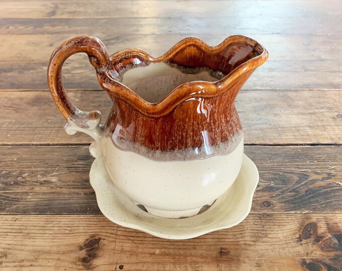 Vintage Drip Glazed Stoneware Pitcher Planter/ceramic Pitcher Indoor ...