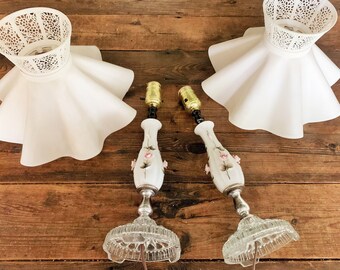 Vintage Pink Crystal Lamp - Etsy